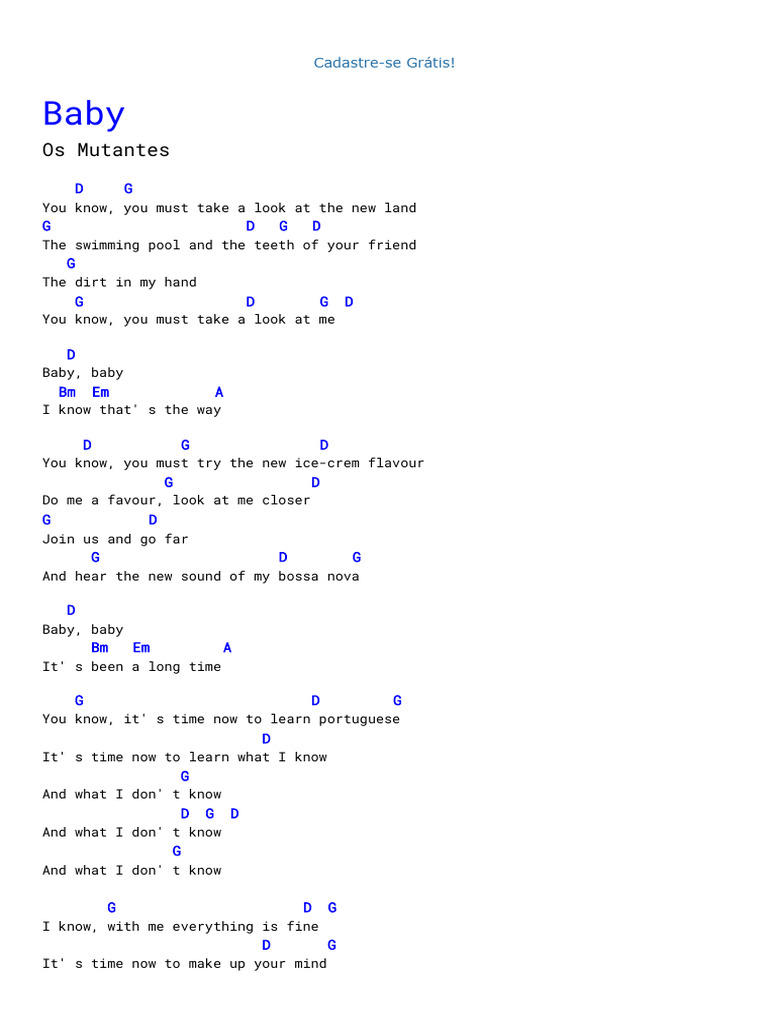 Baby - Os Mutantes (Simplificada) | PDF