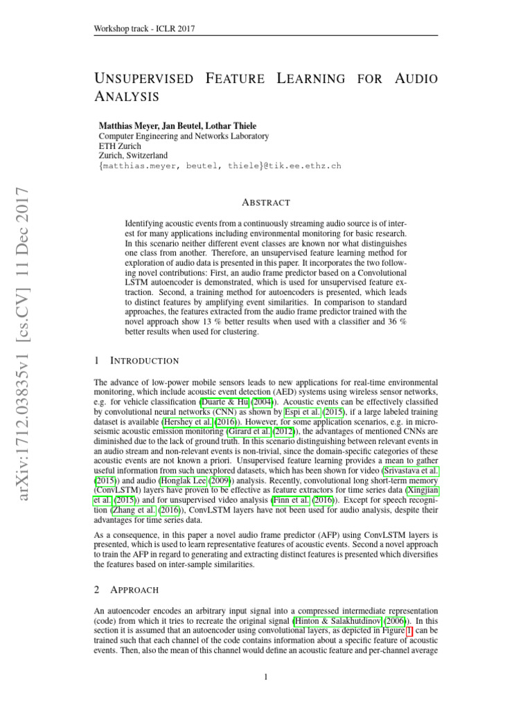 Unsupervised Features Learning For Audio Analysis | PDF | Artificial Intelligence | Intelligence ...