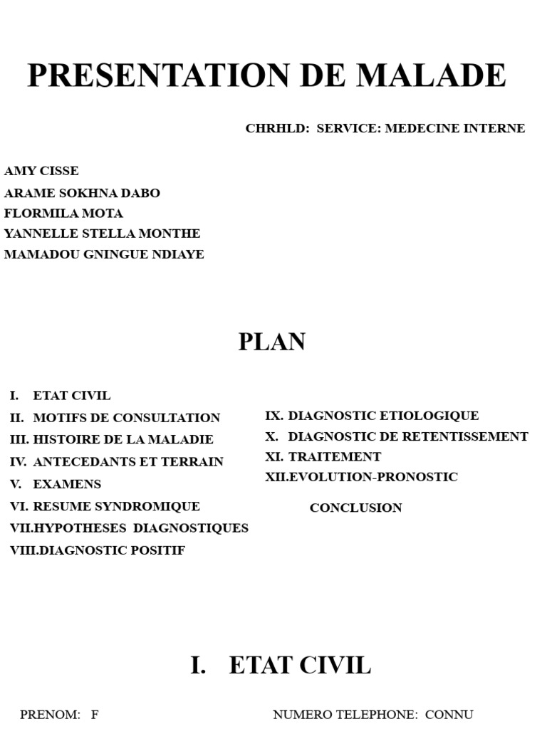 Presentation de Malade Endocrino | PDF | Bras | Pied