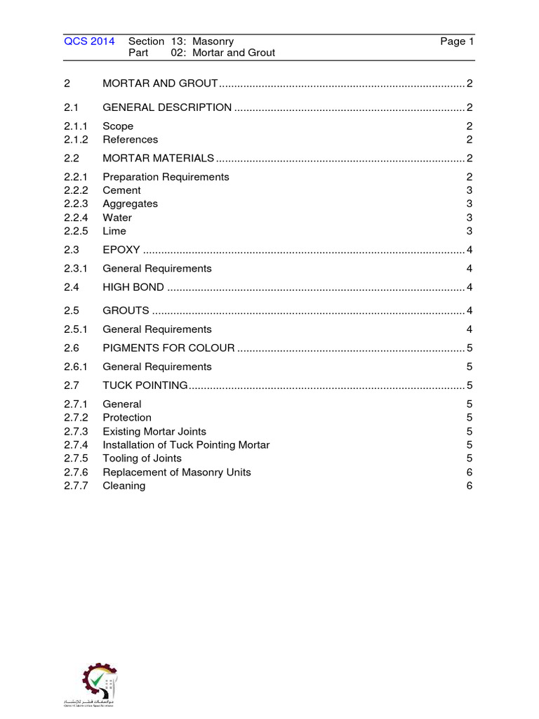 Masonry Mortar & Grout Guide | PDF | Concrete | Mortar (Masonry)
