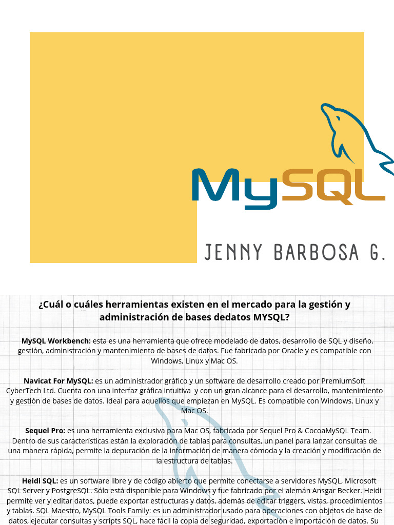 Mapa Conceptual Aa1-Ev01(Jenny Barbosa) | PDF | Mi sql | Bases de datos