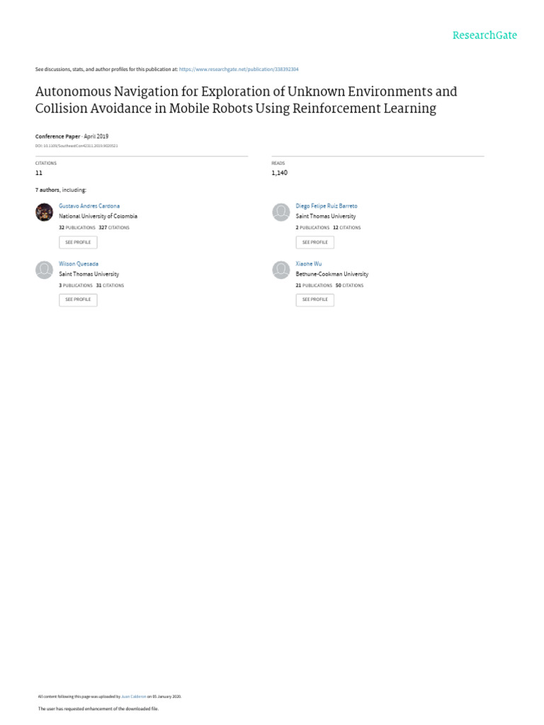 Autonomous Navigation For Exploration of Unknown Environments and Collision Avoidance in Mobile ...
