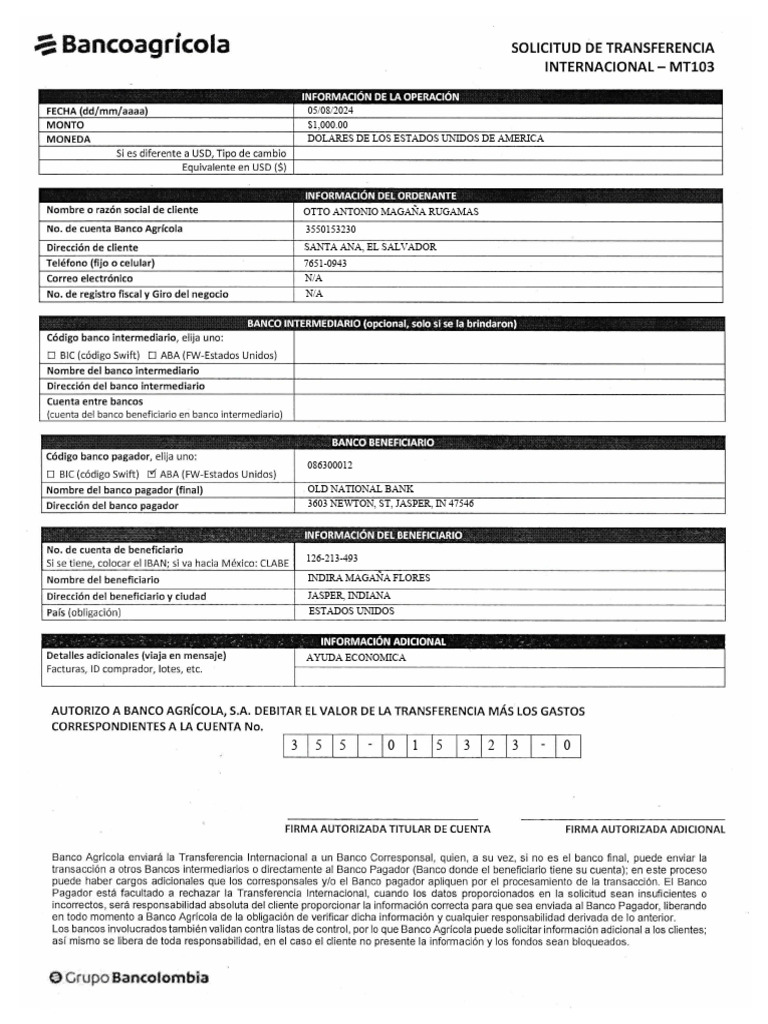 Formulario MT103 | PDF