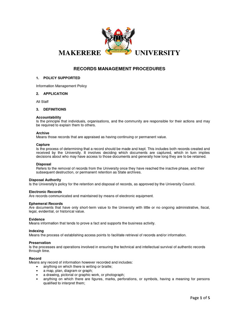 Makerere University Records Management Guide | PDF | Records Management ...