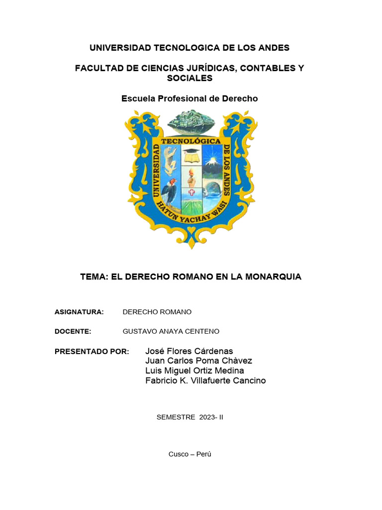 Derecho Romano en la Monarquía | PDF | Romulus y Remus | Roma antigua