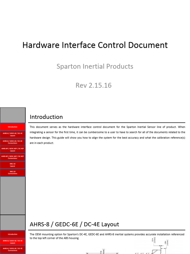 Hardware Interface Control Document AHRS 8 DC 4E GEDC 6E | PDF | Electronics | Computer Hardware