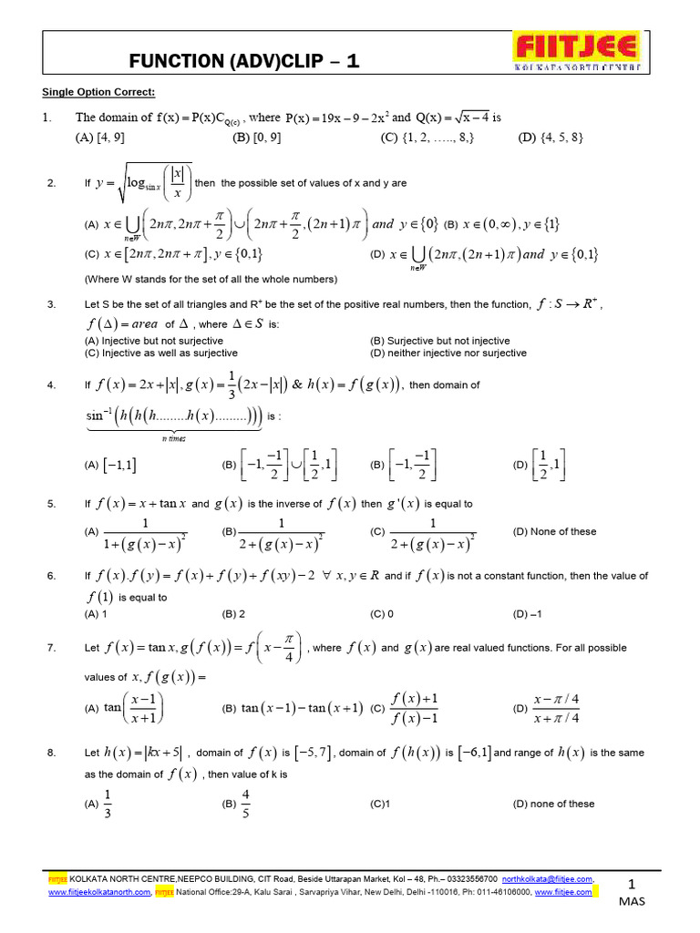 FUNCTION ADV Clip -1 | PDF | Function (Mathematics) | Trigonometric Functions
