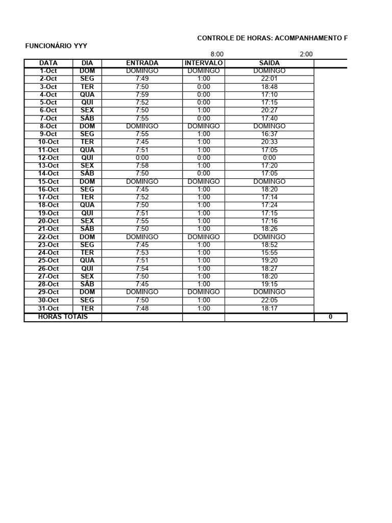 Planilha Controle de Hora Extra | PDF