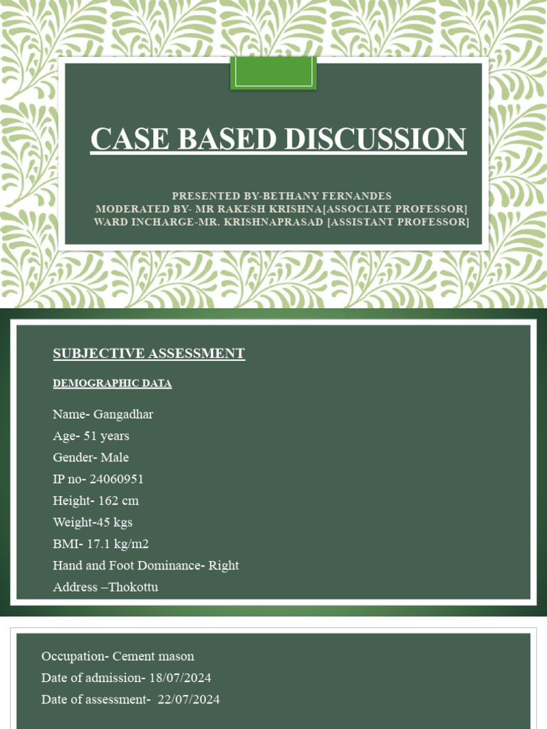 CASE BASED DISCUSSION Femur Fracture | PDF | Anatomical Terms Of Motion | Musculoskeletal System