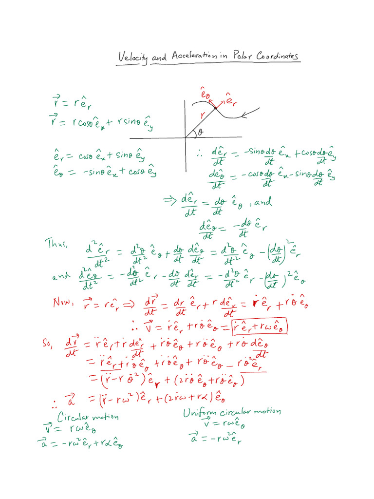 Velocity And Acceleration In Polar Coordinates Pdf