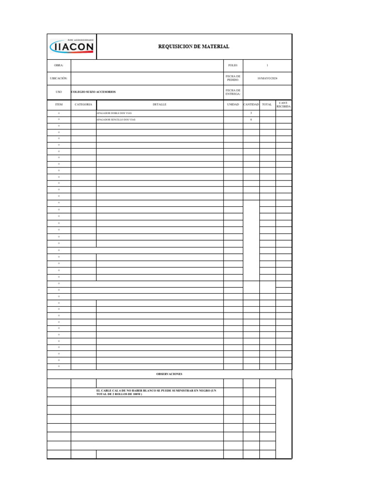 Machote de Requisiciones | PDF | Materiales de construcción | Bienes ...