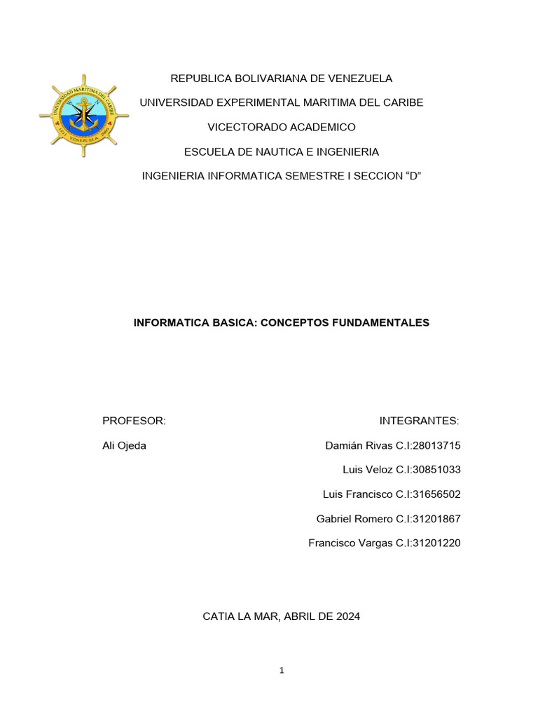 Conceptos Fundamentales de la informatica | PDF | Hardware de la computadora | Periférico