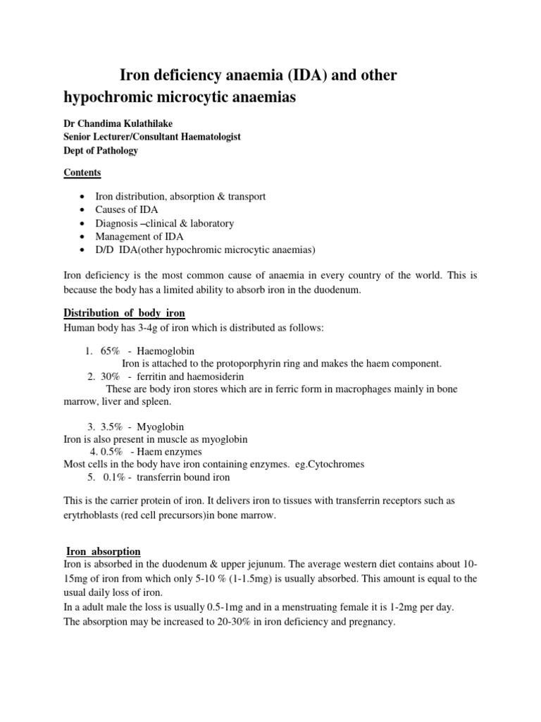 IDA and Other HM anaemias-Handout-By DR - Chandima Kulathilake-26th ...