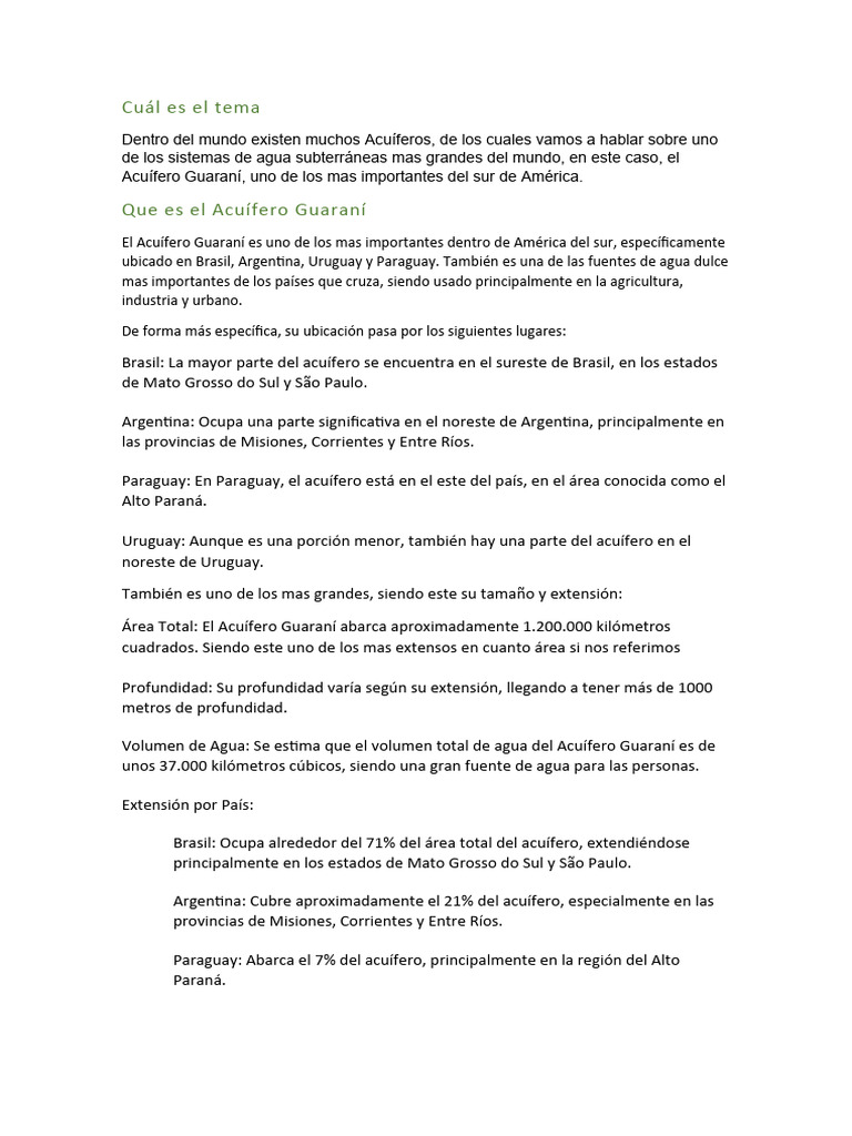 Cuál Es El Tema | PDF | Agua | Agua subterránea