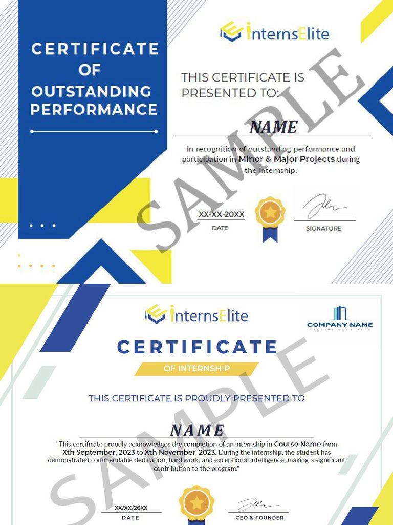 Internselite Sample Certificate | PDF