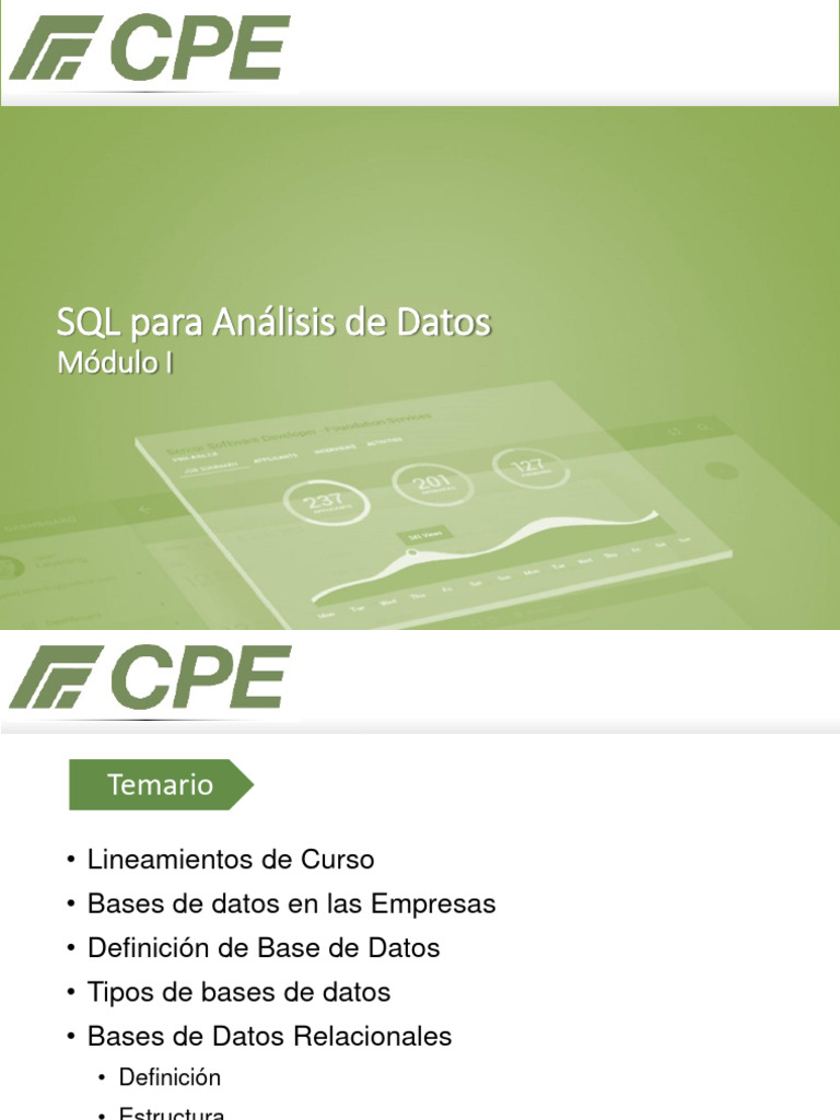 SQL para Análisis de Datos Módulo I | PDF | Gestión de datos | Modelo ...