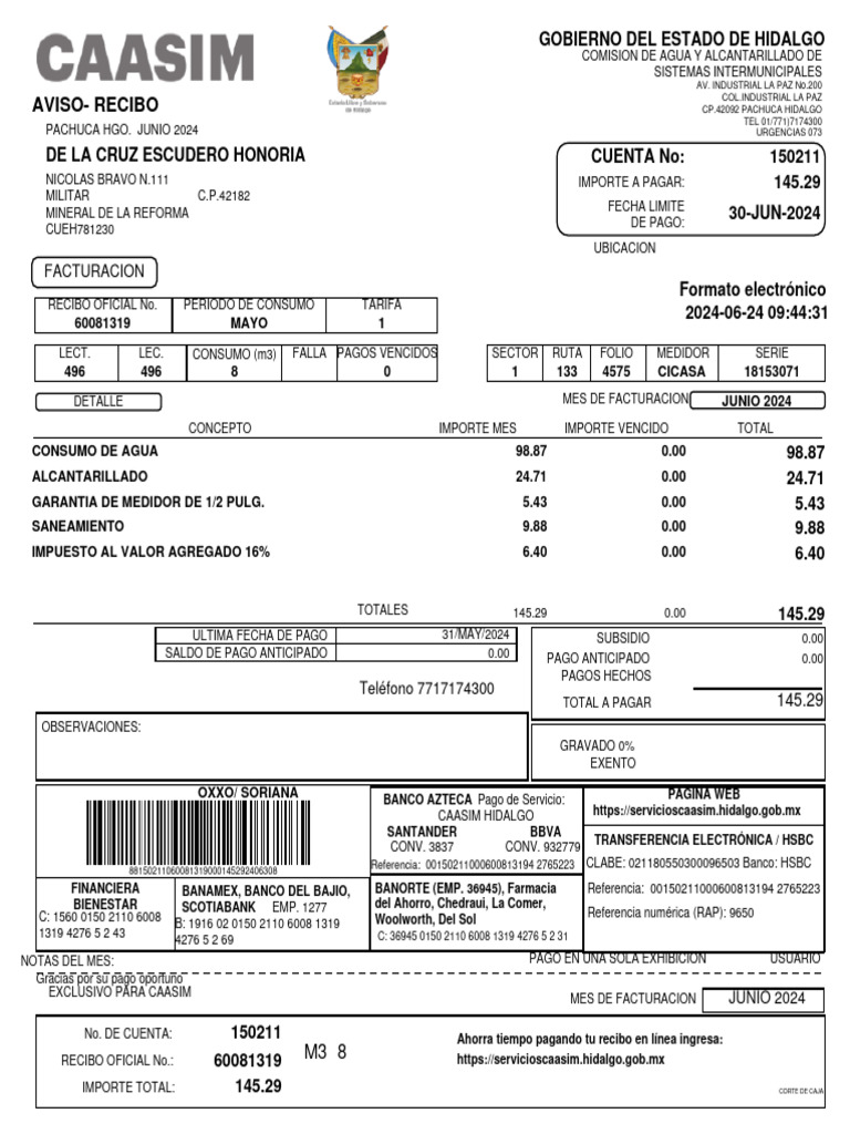 Recibo 150211 | PDF | Economias | Bancario