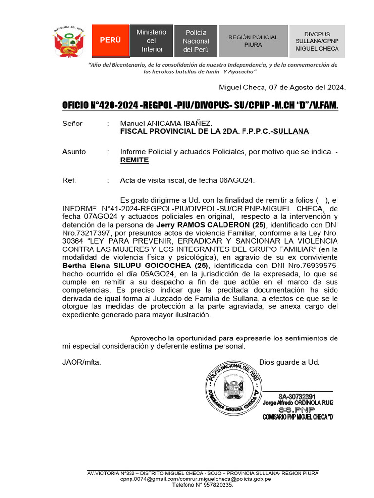 Oficio Remite A Fiscalia. | PDF | Crímenes | Crimen y violencia