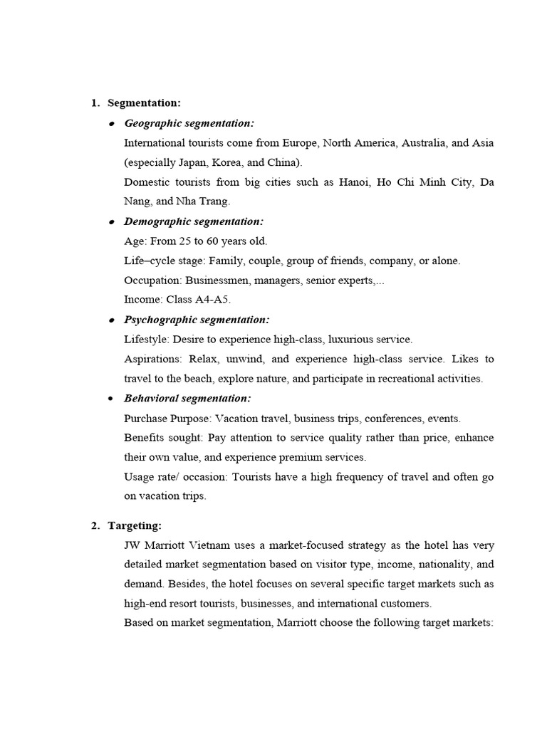 Marriott STP | PDF | Market Segmentation | Luxury Goods