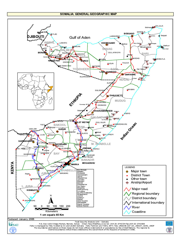 Somalia Geographic Map 2005 | PDF | Malnutrition | Hunger