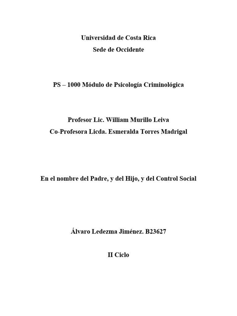 En El Nombre Del Padre, y Del Hijo, y Del Control Social | PDF ...