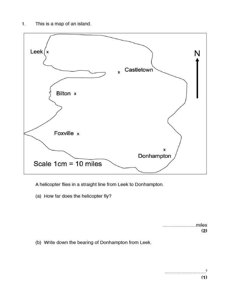 Bearings Worksheet - 1 | PDF | Cartography | Geographical Technology