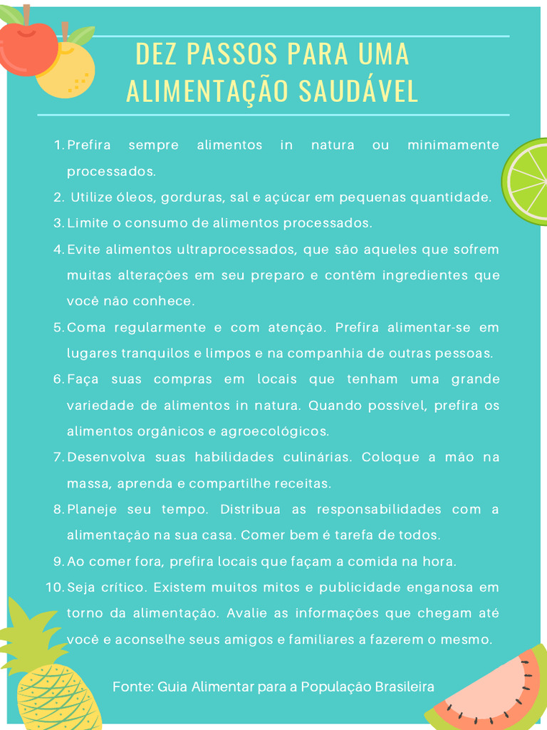 Dez Passos para Uma Alimentação Saudável | PDF | Alimentos