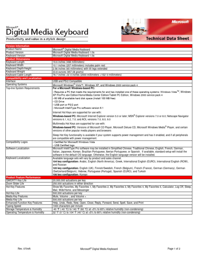 TDS DigitalMediaKeyboard 0704A | PDF | Microsoft Windows | Computer ...
