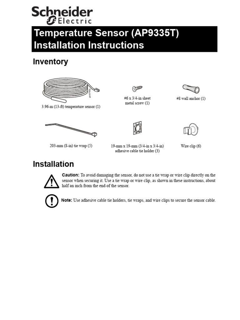 AP9335T Temperature Sensor Installation | PDF | Computers