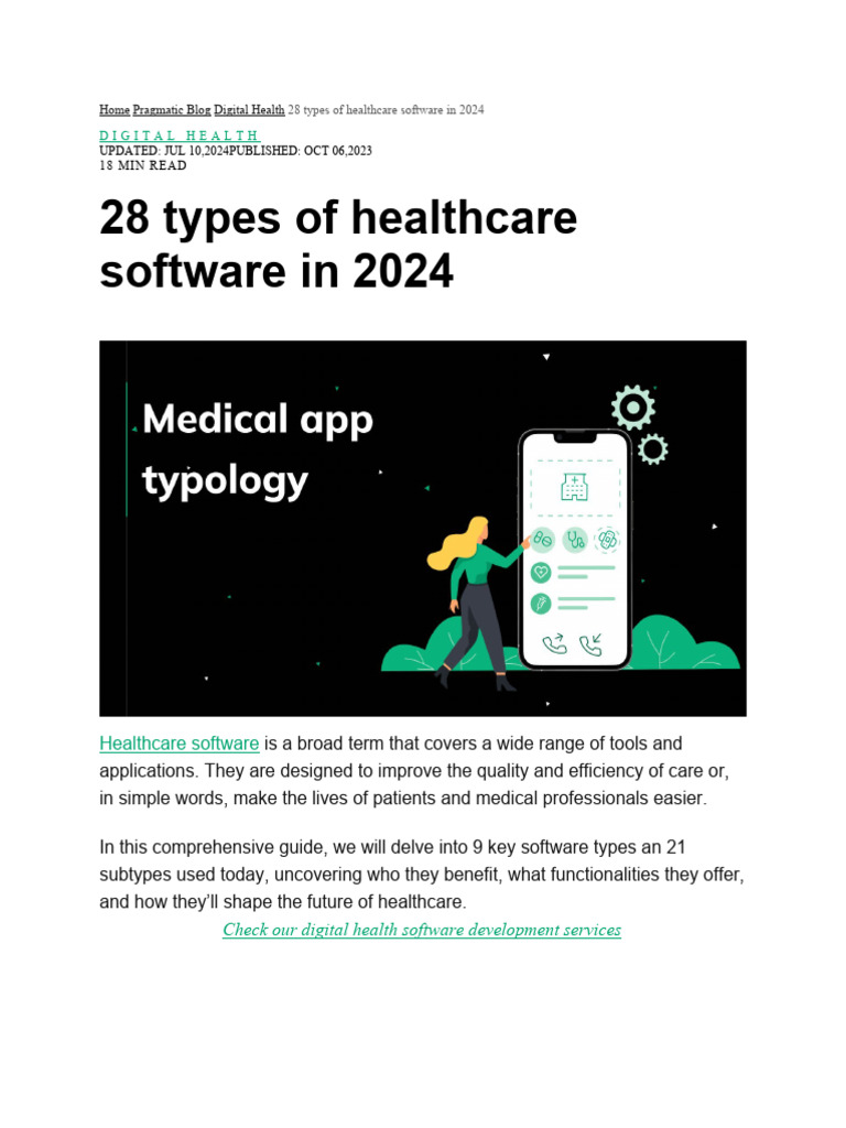 28 Types of Healthcare Software in 2024 | PDF | Electronic Health ...