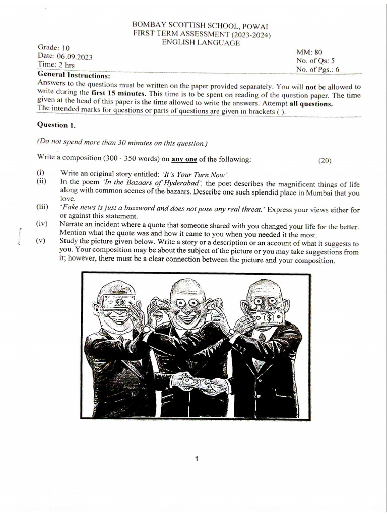 English Language - FTA - 2023-24 | PDF