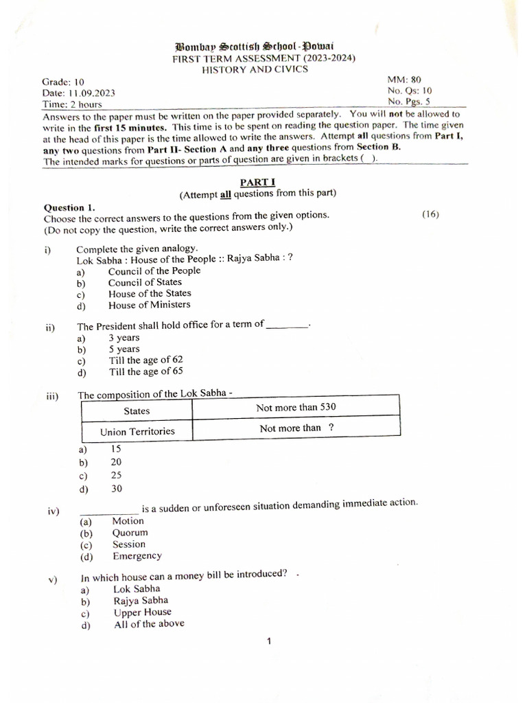 History - FTA - 2023-24 | PDF