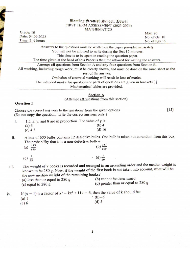Math - FTA - 2023-24 | PDF