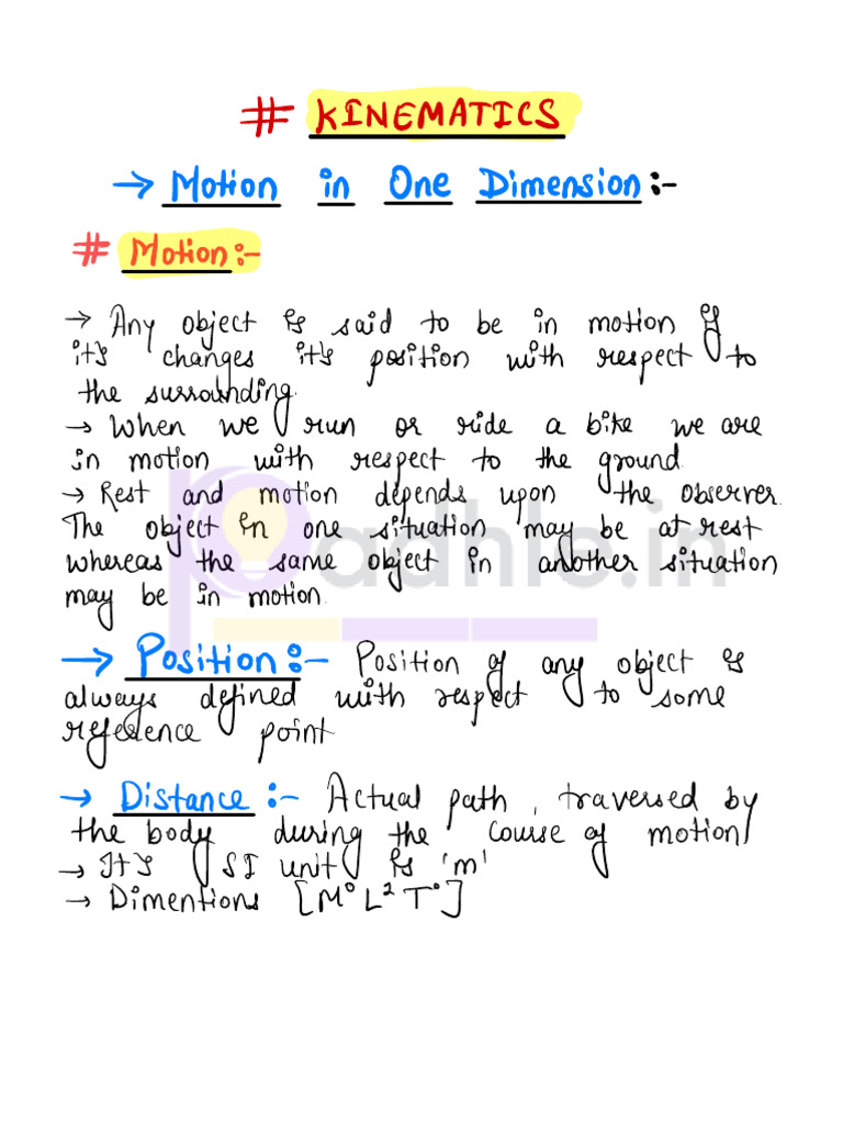 Padhle 11th - KInematics Notes - Removed | PDF | Velocity | Speed