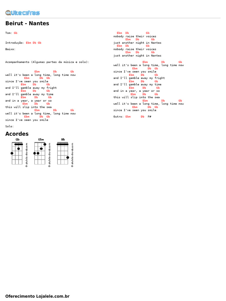 Beirut Nantes Ukulele Chords Pdf