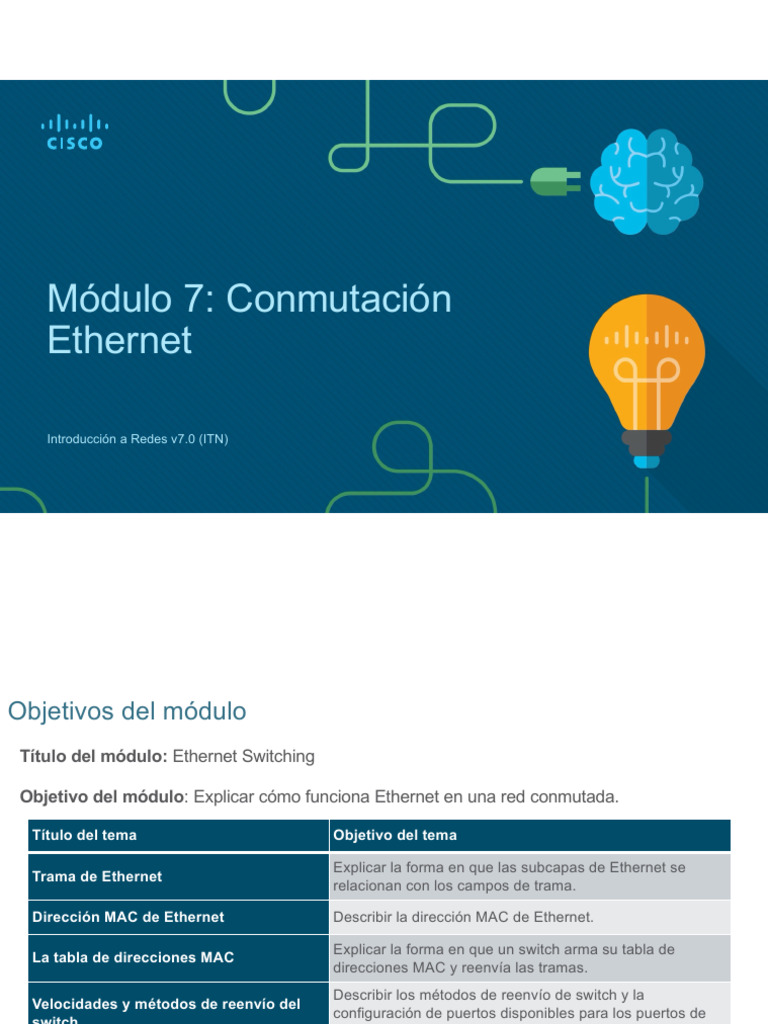 ITN Module 7 ConmutaciónEthernet | PDF | Conmutador de red | Ethernet