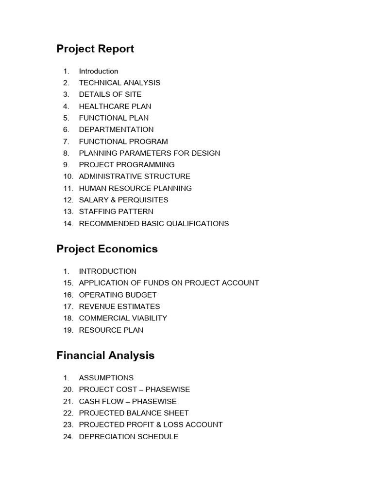 Detailed Project Report Structure | PDF | Finance & Money Management