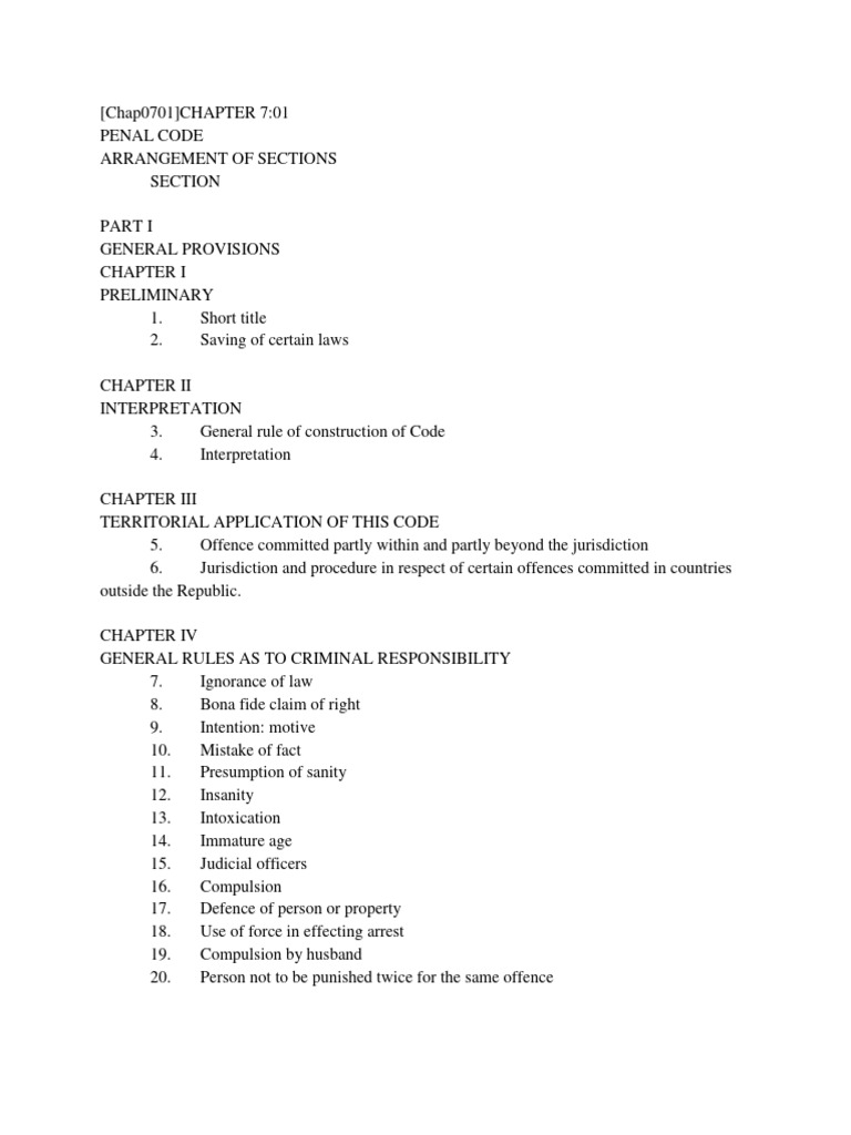 Malawi Penal Code: Sections Overview | PDF | Theft | Perjury
