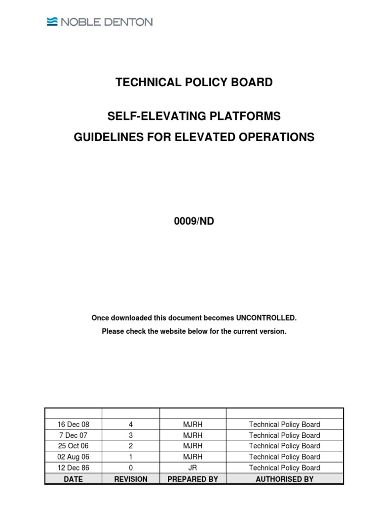 0009ND - Self-Elevating Platforms Guidelines For Elevated Operation | PDF | Insurance | Buckling