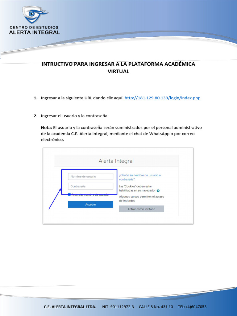 Instructivo - Ingreso Plataforma | PDF