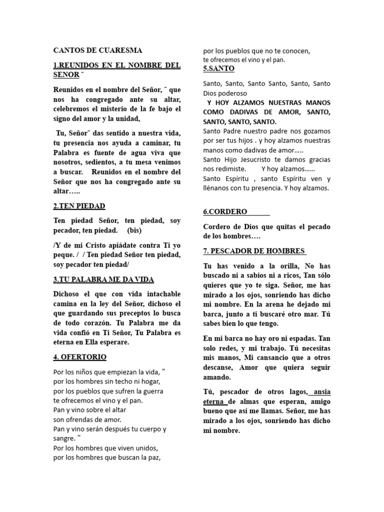 Cantos de Cuaresma | PDF | Pecado | eucaristía