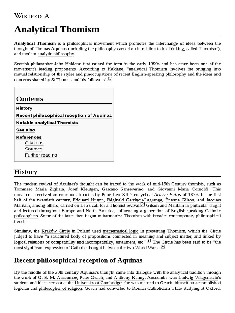 Analytical Thomism | PDF | Thomism | Western Philosophy