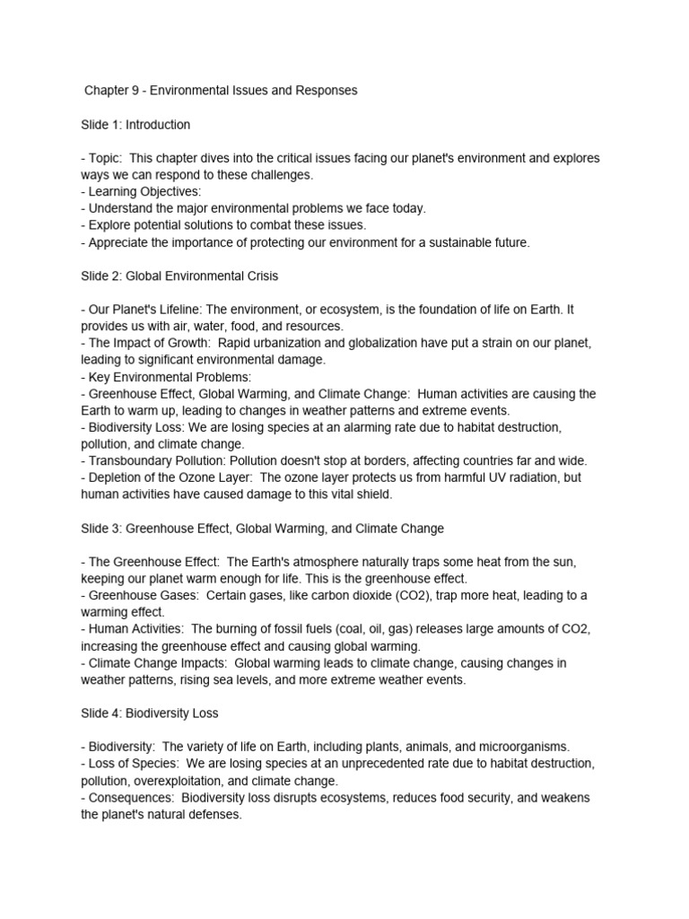SS02 Chapter 9-Environmental Issues and Responses2 Explanation | PDF ...
