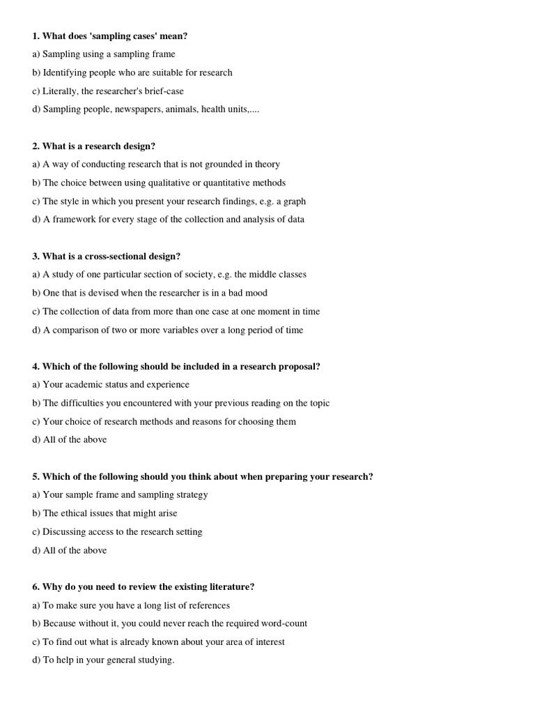 Research Questions | PDF | Cohort Study | Sampling (Statistics)