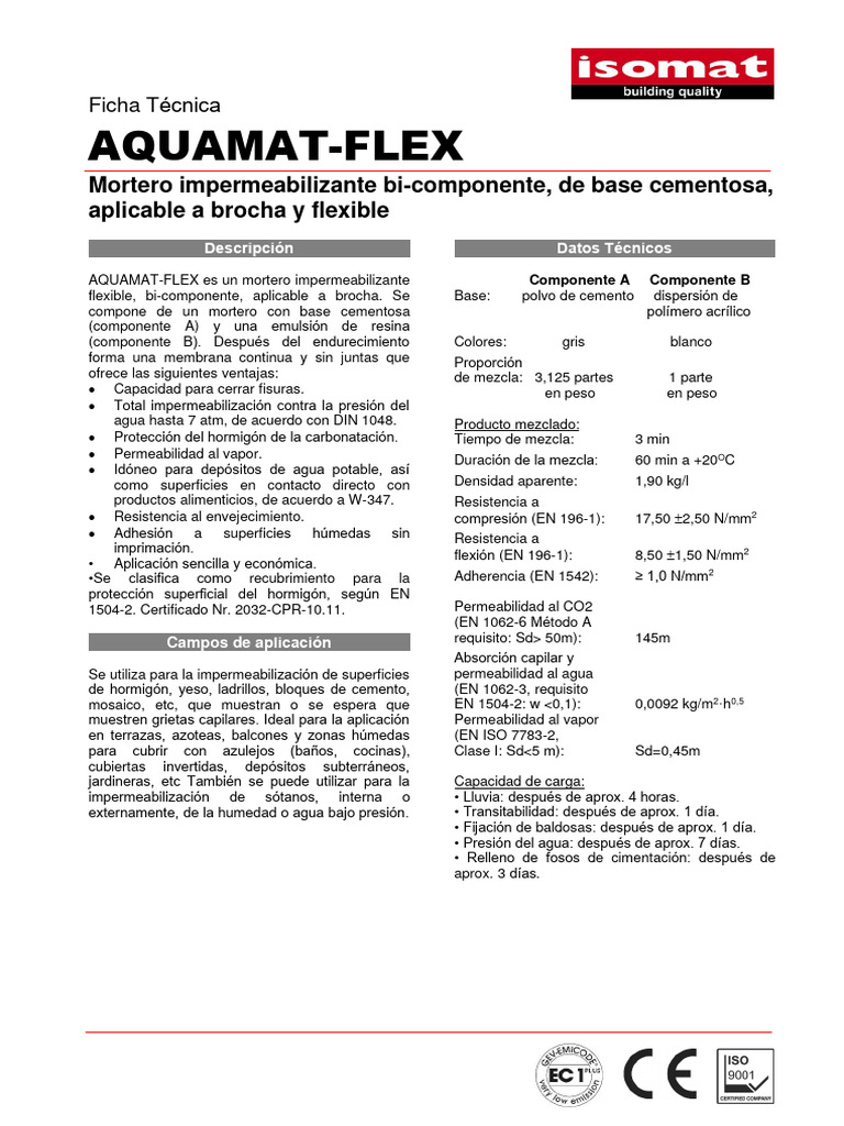 Esp Aquamat Flex 2 | PDF | Hormigón | Mortero (Albañilería)