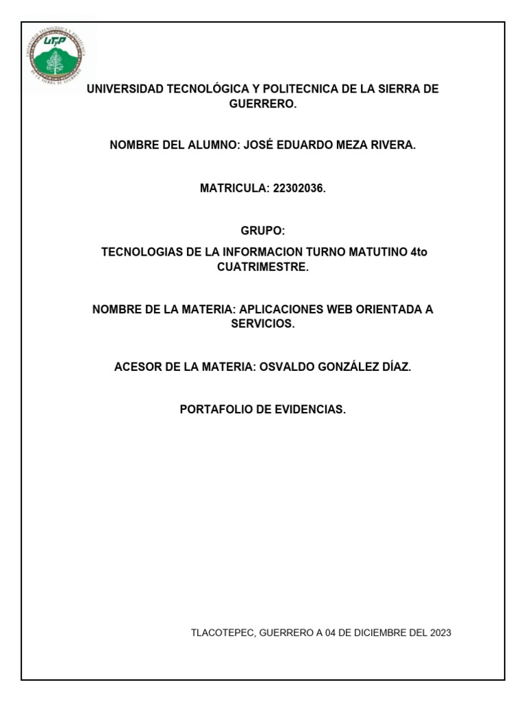 Portafolio de Aplicaciones Web Orientada A Servicios. | PDF | .NET Framework | Computación en la ...