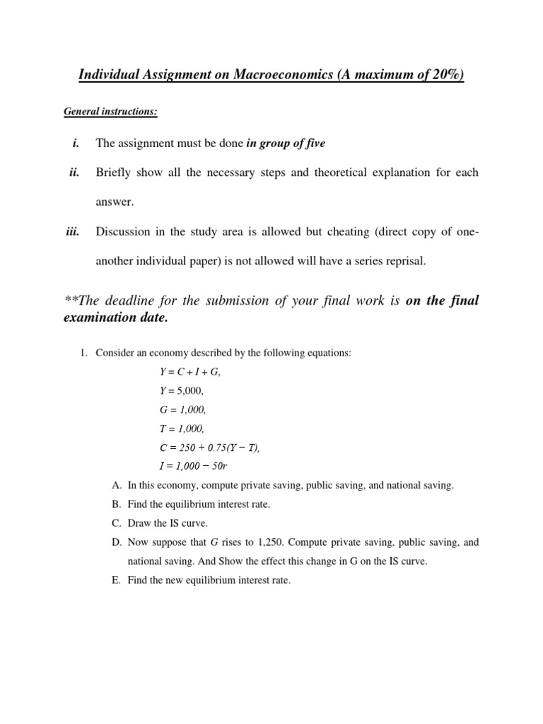 Macroeconomics Assignment Guide | PDF | Saving | Interest