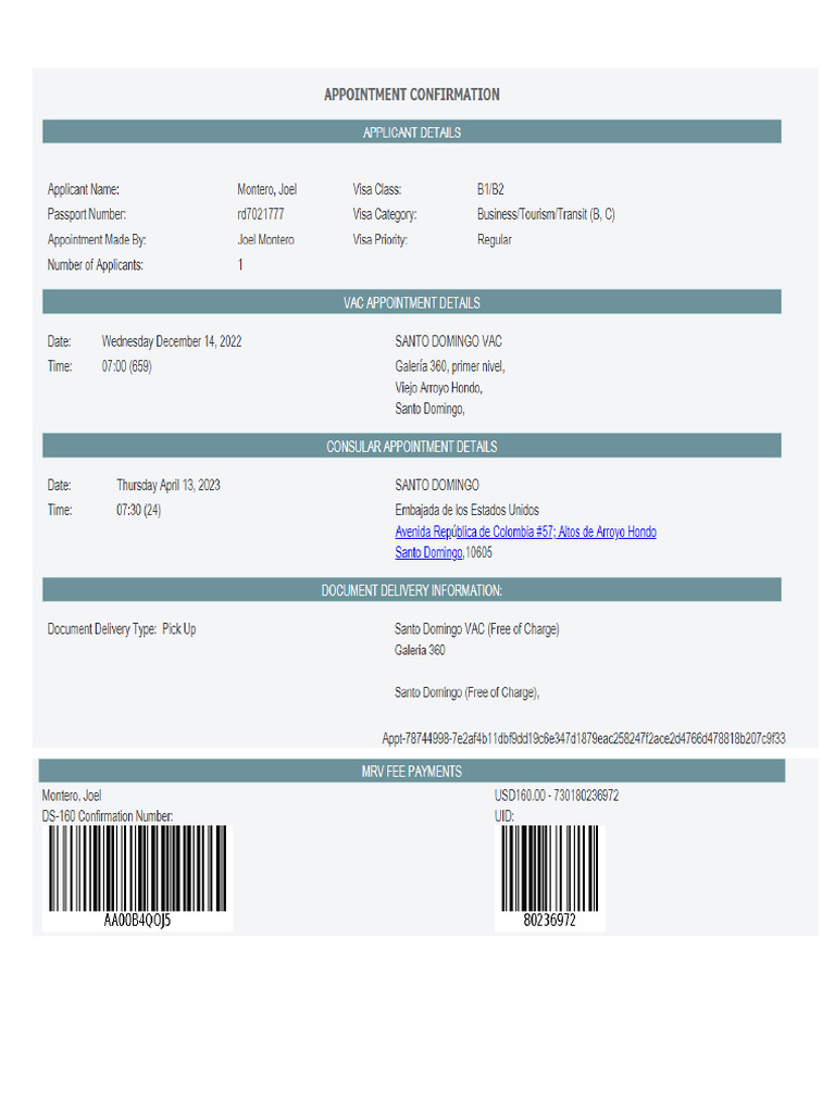 Appointment Confirmation | PDF