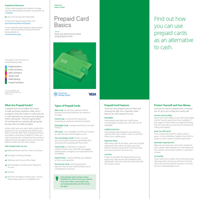 PracticalMoneyGuides-Pre Paid Card Basics | PDF | Debit Card | Credit Card