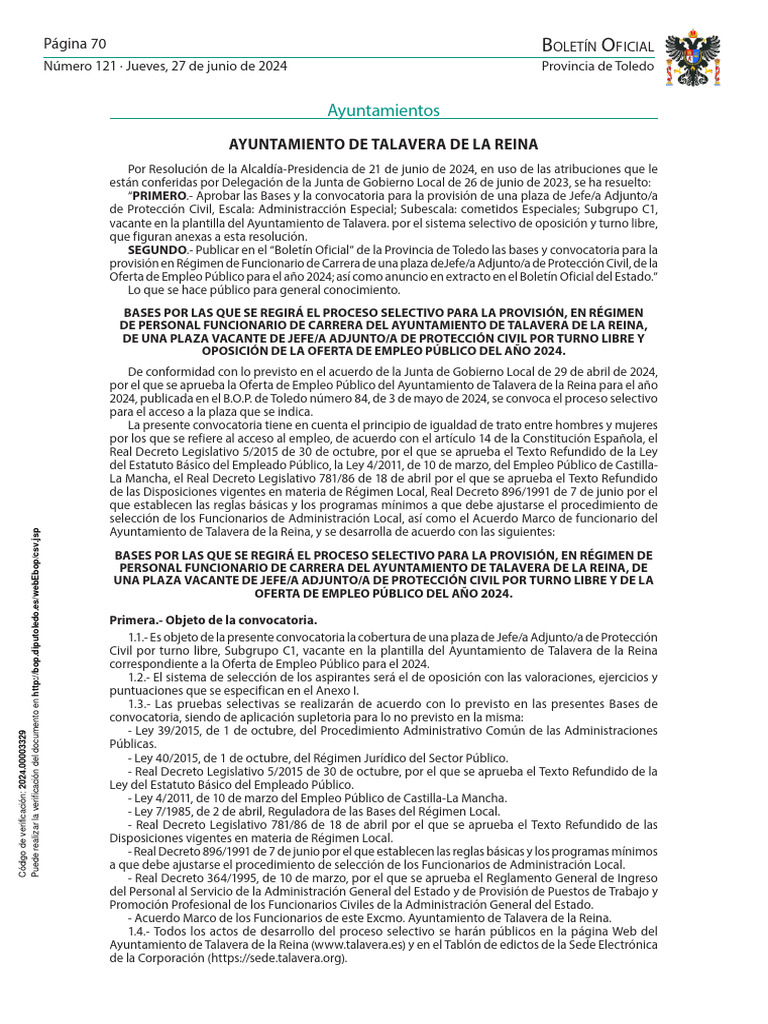 Anuncio BOP Bases y Convocatoria 2024 3329 | PDF | Justicia | Crimen y violencia